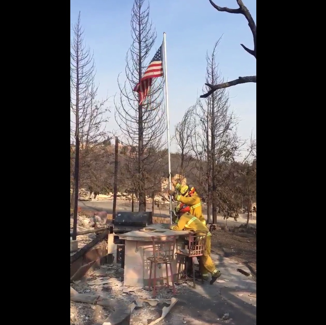 WATCH: Firefighters Raise American Flag Found Miraculously Untouched by ...