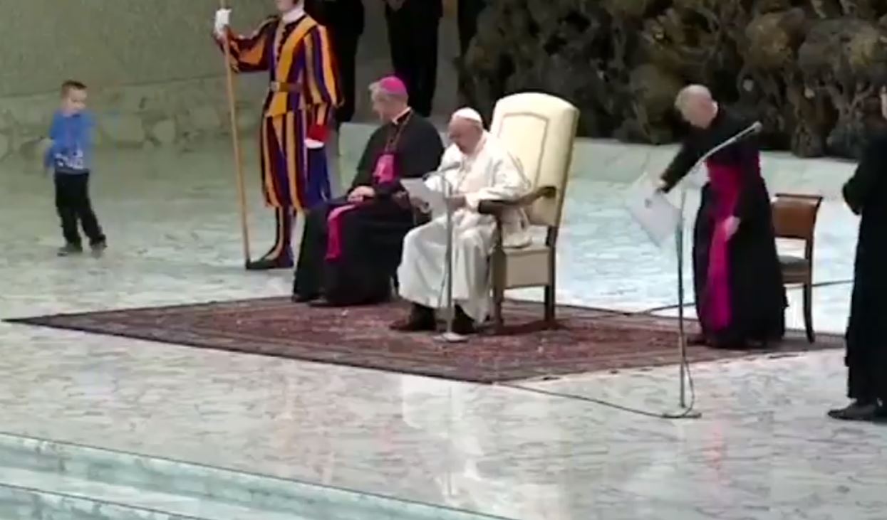 Watch: Pope Francis Reacts Beautifully When Disabled Boy Climbs Up On ...