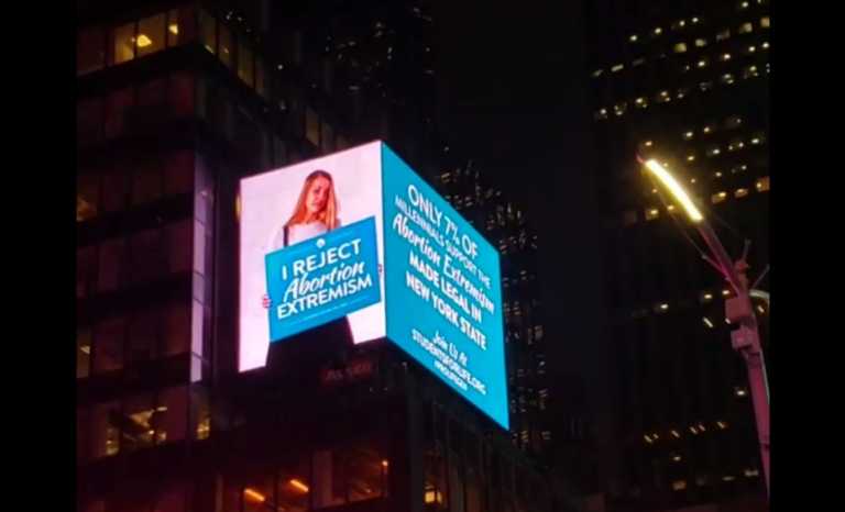 Giant Pro-Life Billboard on Display in Times Square – Faithwire